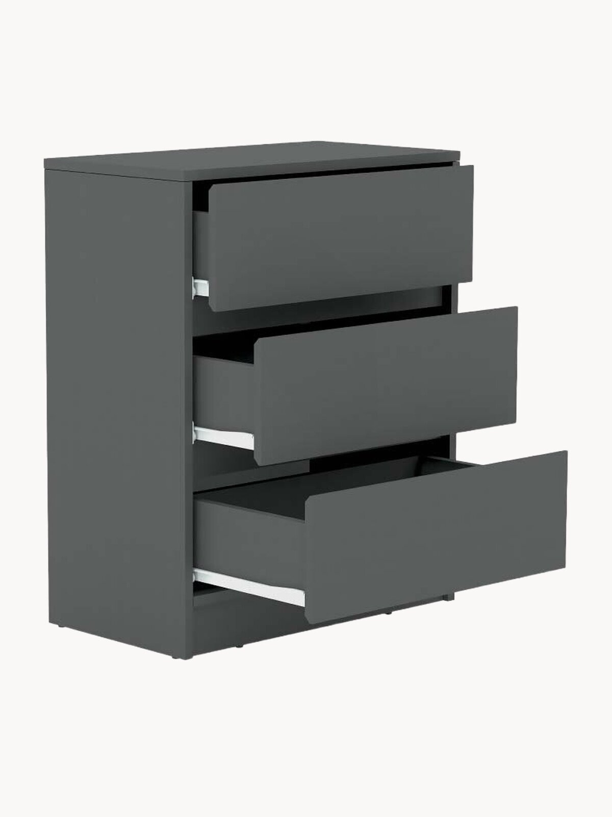 Комод Диал, для вещей, 3 ящика, ЛДСП, графит, 60x69.6x33.4см, без ручек
