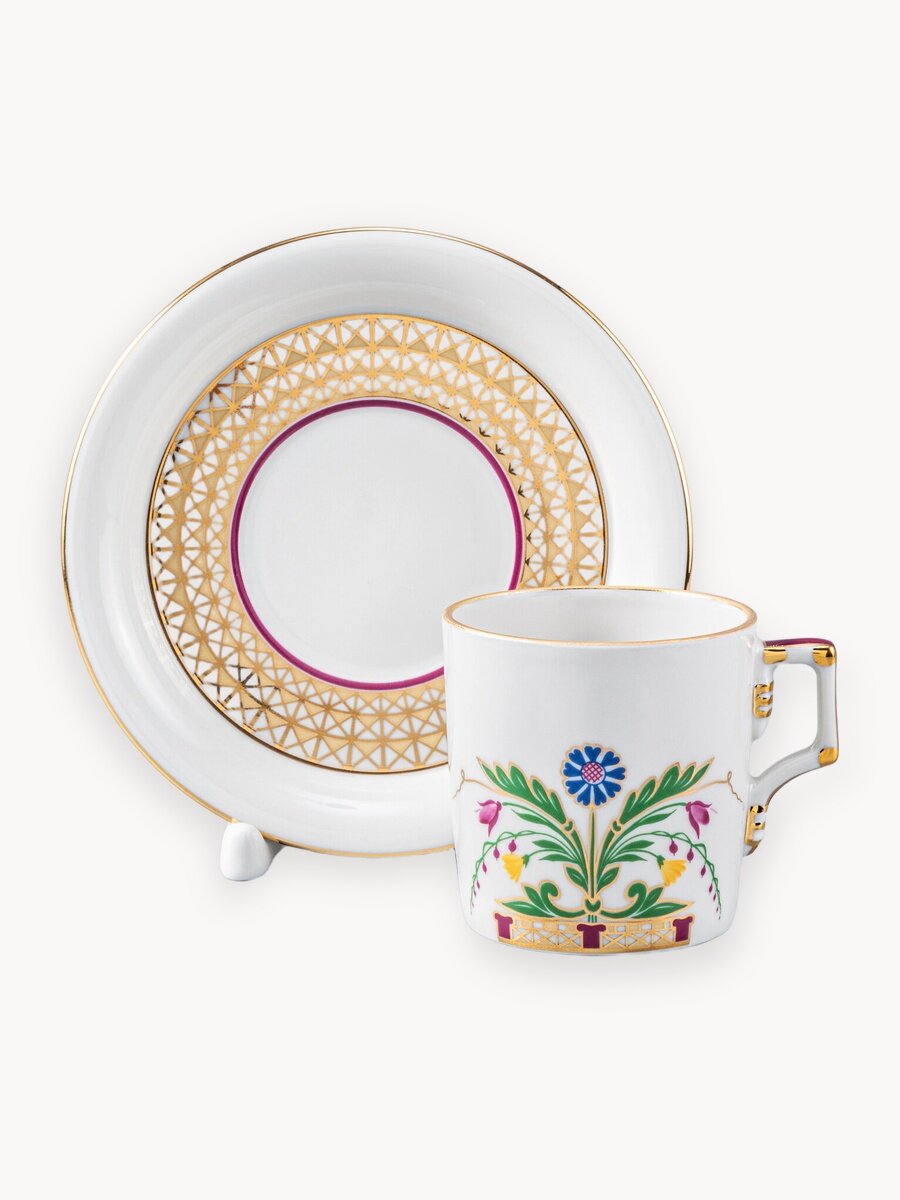 Кофейная пара "Замоскворечье " форма Гербовая, 160 мл , Императорский фарфоровый завод