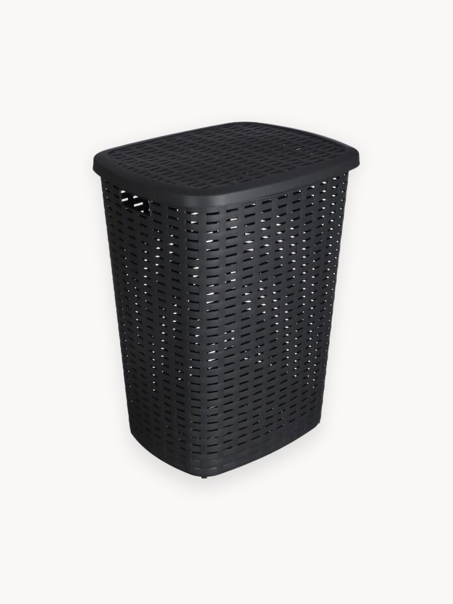 Корзина для белья Noname 50 л, 43х35х53 см, с откидной крышкой, пластик, графит (402-021)