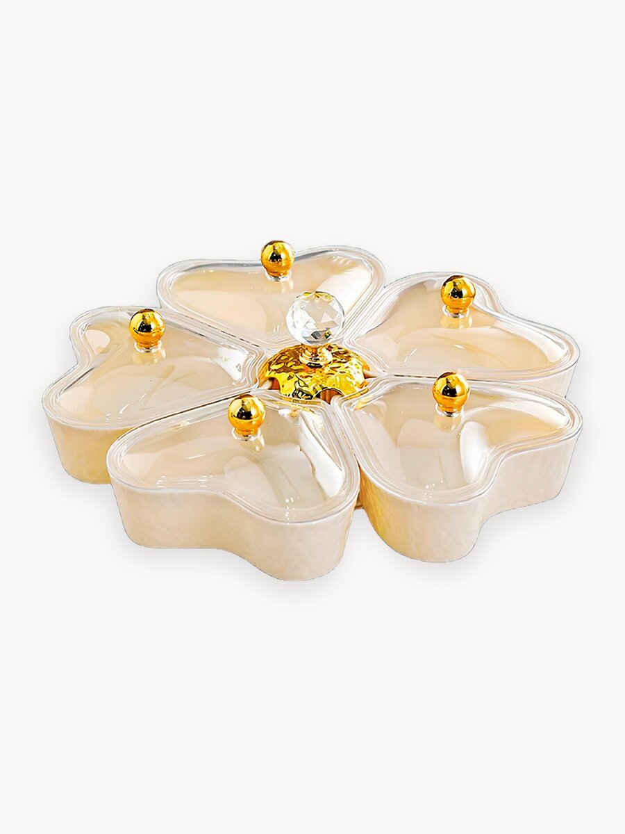 Менажница конфетница с крышкой вращающаяся Shiny Kitchen, пластиковая