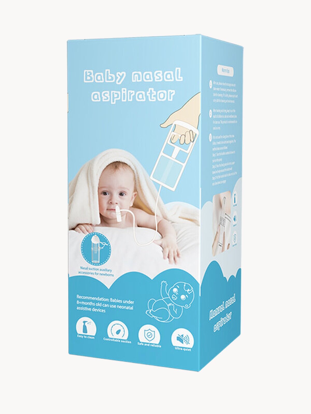 Бесшумный аспиратор для носа с уникальной насадкой для новорожденных — Безболезненное удаление соплей за 3 секунды!