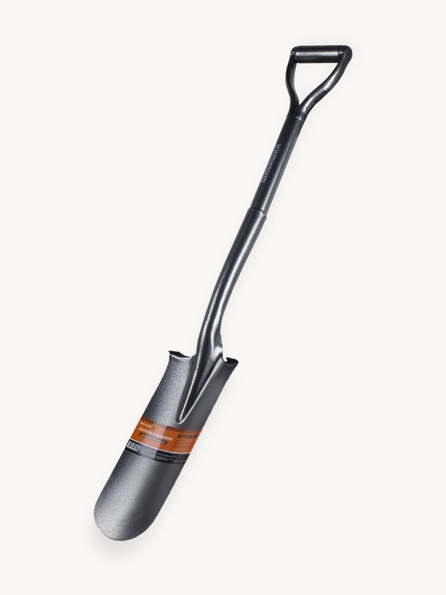 Лопата штыковая Шабашка, цельнометаллическая, с черенком, черная