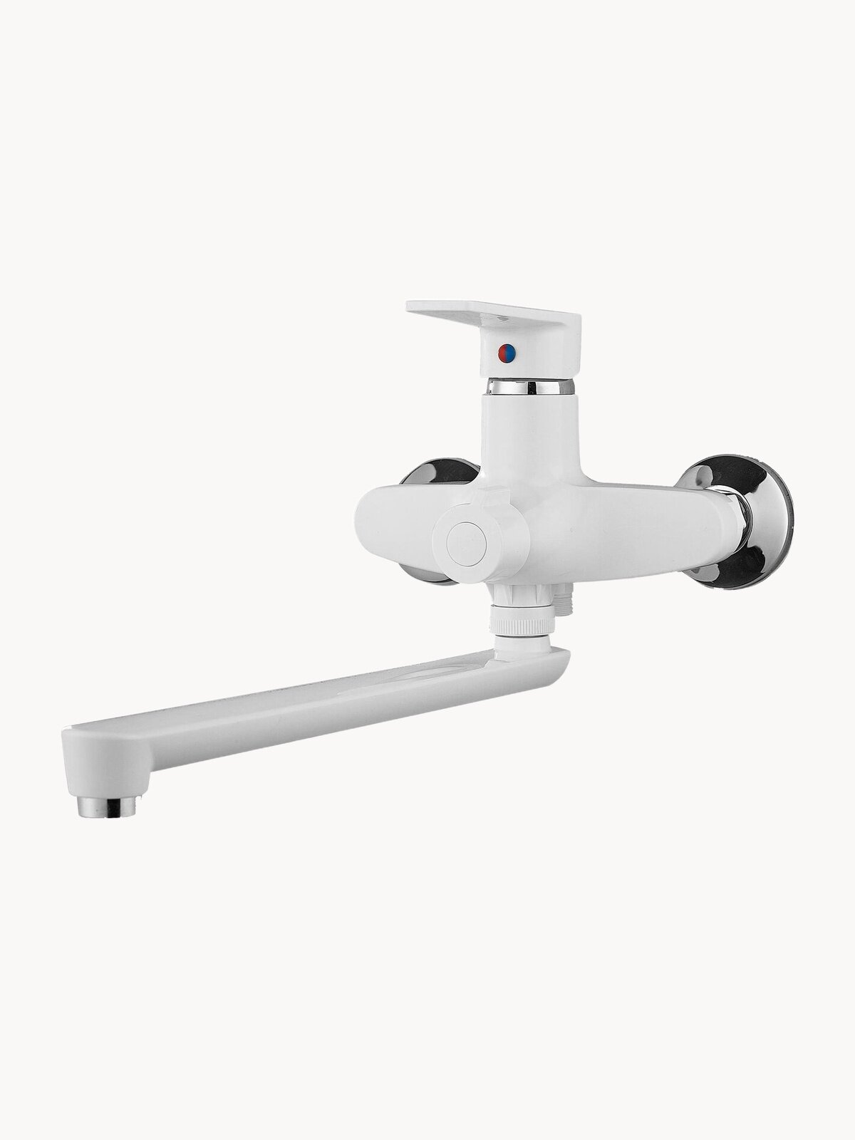 Смеситель для ванны, РМС PL6-006E, ABS пластик, с длинным поворотным изливом, белый