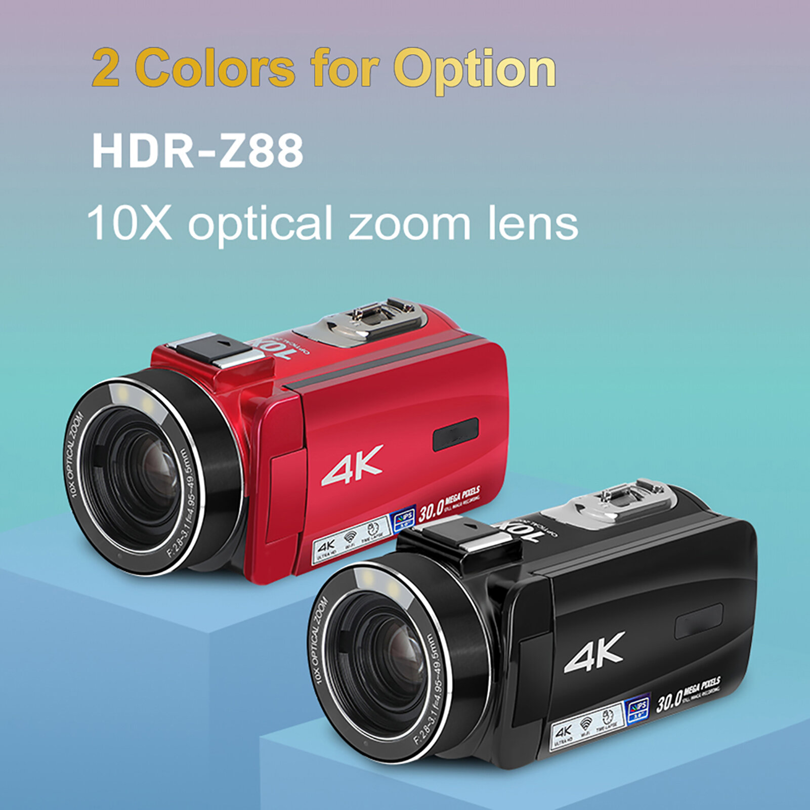 Цифровая видеокамера Ordro HDR-Z88 4K, 30 МП, с поворотным экраном 3.0 дюйма и дистанционным управлением, для записи в любых условиях