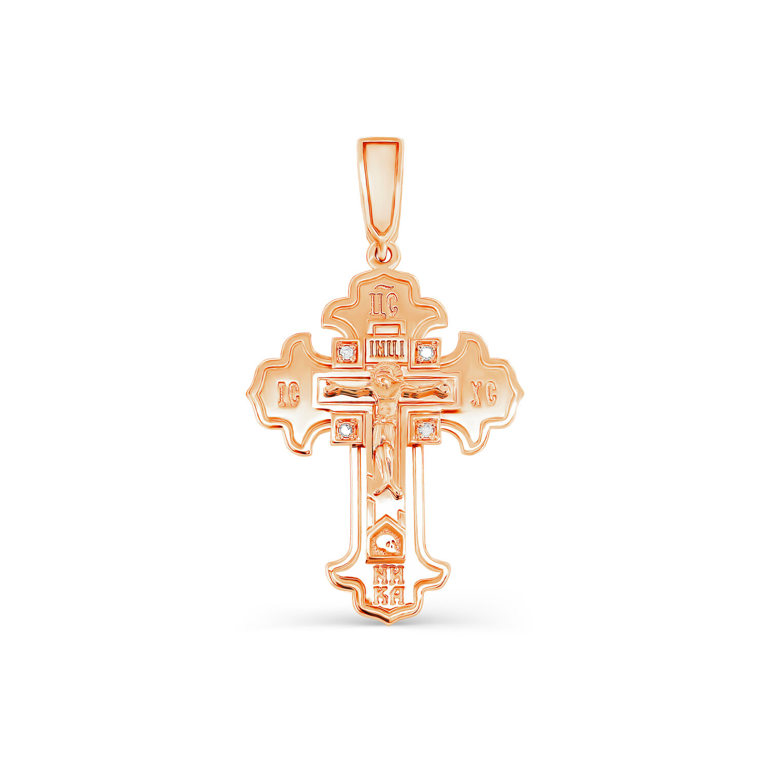 Крестик JEWELIN, красное золото, 585 проба, бриллиант