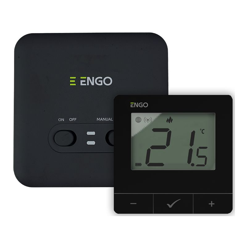 Терморегулятор ENGO E20i-B беспроводной управляемый через интернет Wi-Fi на батарейках черный. для котлов/ радиаторов /водяных теплых полов