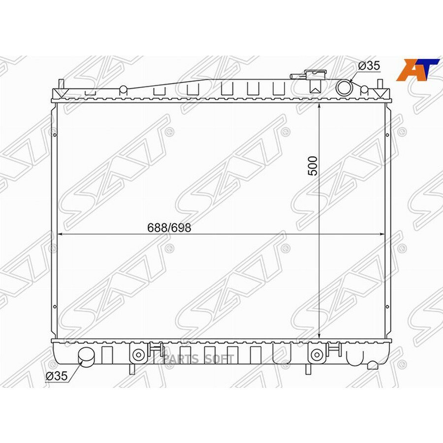 Радиатор Nissan Terrano 95-02 / Infiniti QX4 96-03 от официального дистрибьютора, SAT, артикул NS000R50D