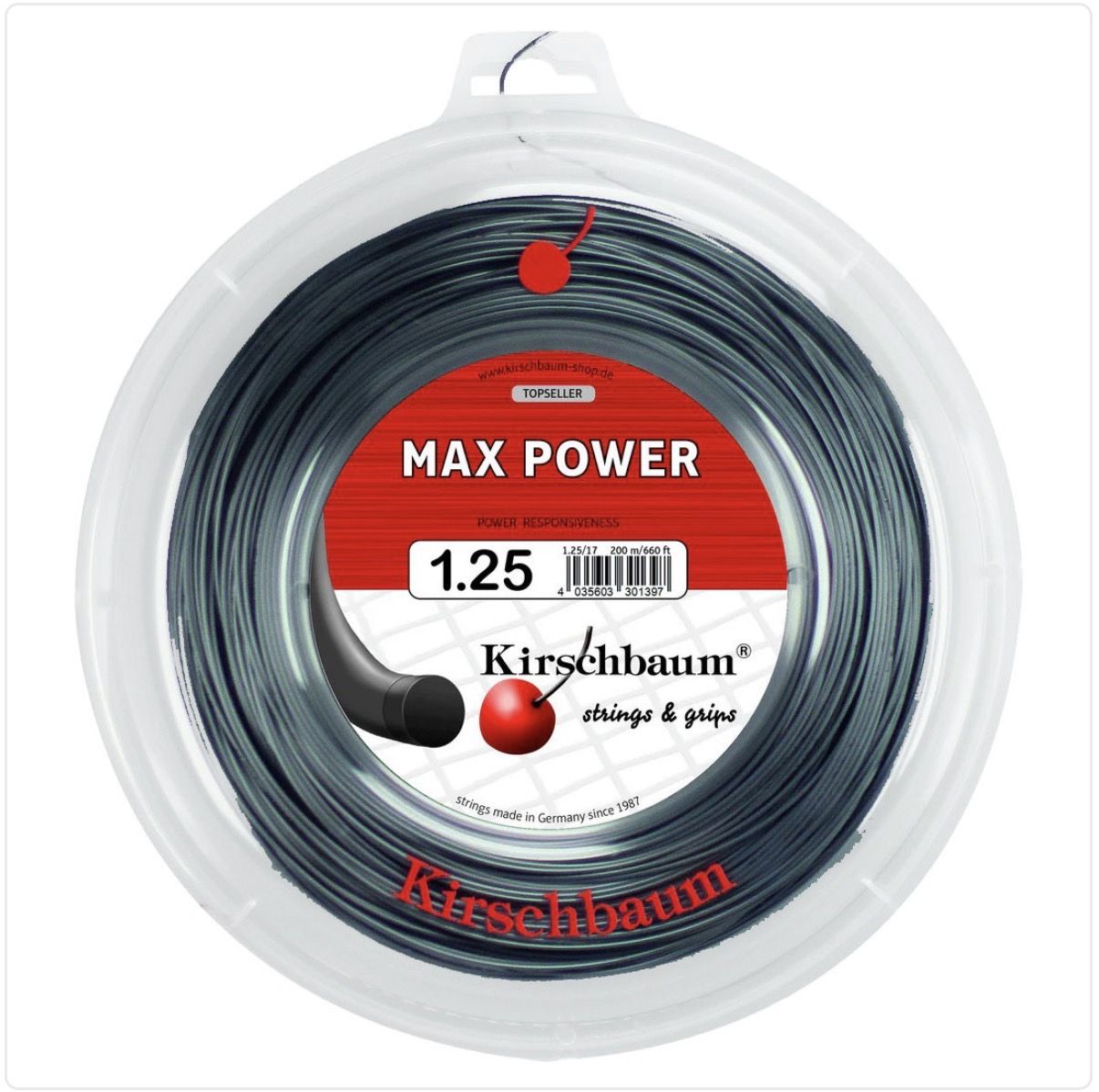 Теннисная струна Kirschbaum Max Power 1.25 Grey (нарезка 12м)