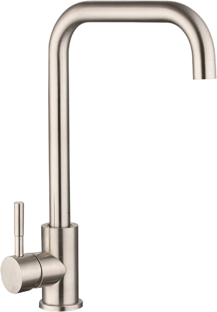 Смеситель для кухни TopZero WIX 206 INOX с поворотным изливом, матовый, однорычажный, нержавеющая сталь, с керамическим картриджем