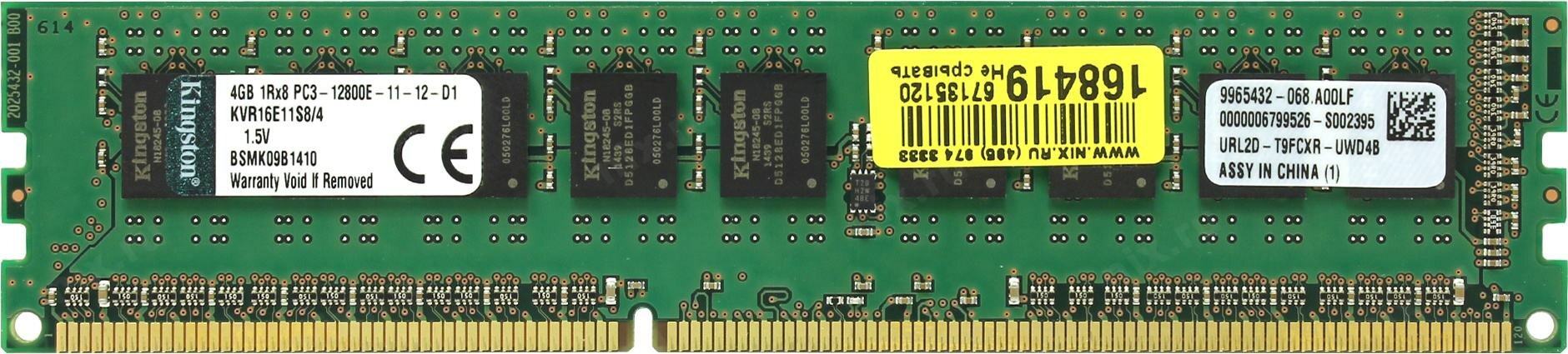 Kingston ValueRAM KVR16E11S8/4 DDR3 DIMM 4Gb PC3-12800 CL11 ECC