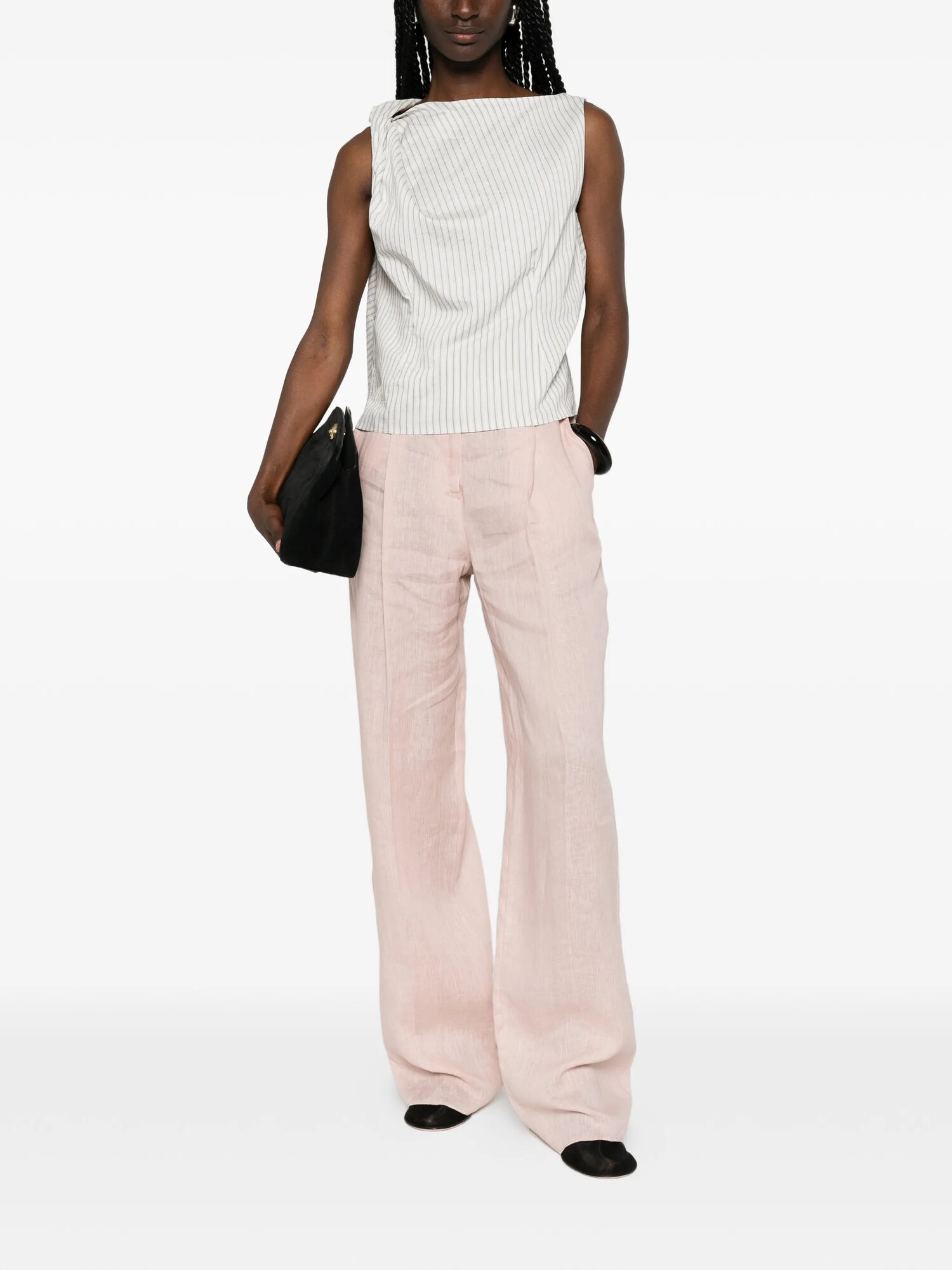 Брюки Marella Pleated linen trousers, размер 42, pink — фото 1