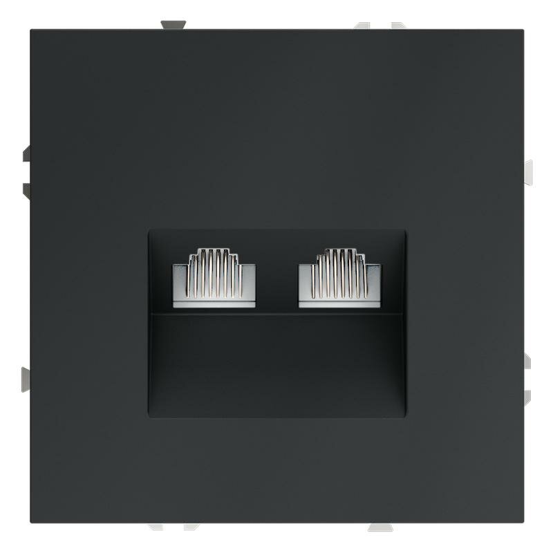 Розетка компьютерная 2-м СП S70 RJ45 + RJ45 кат.6 механизм графит Voltum VLS060207
