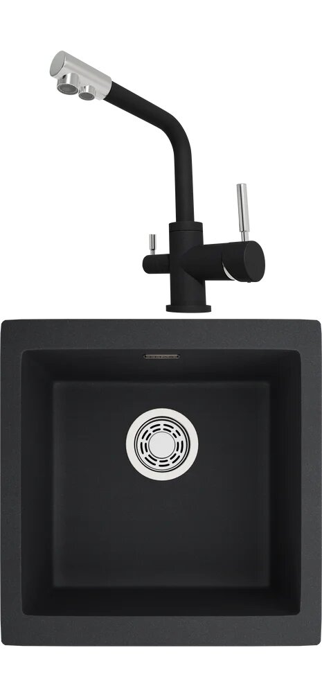 Комплект Мойка Emar Quartz / Смеситель 3003N.12 Оникс