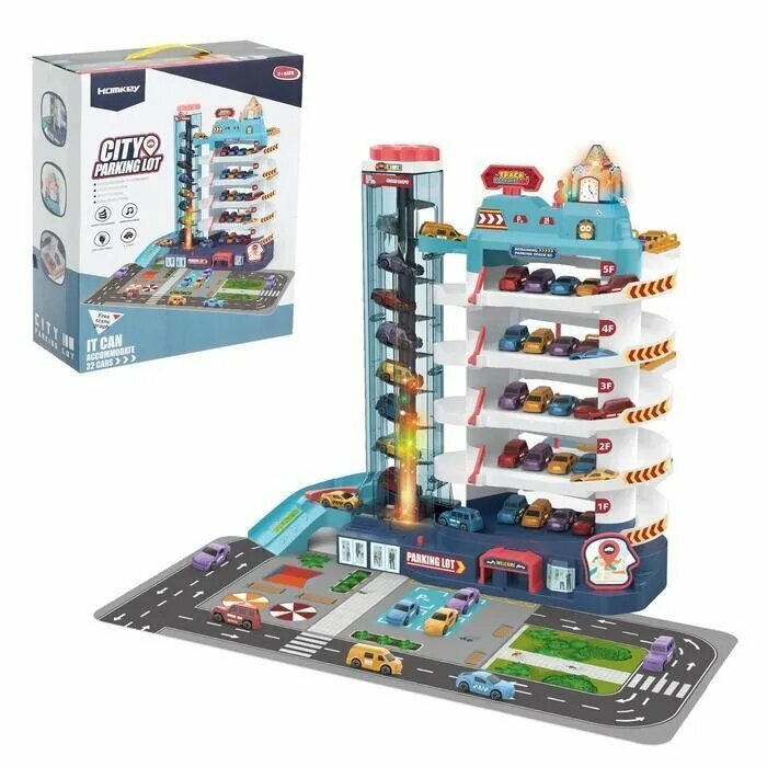 Парковка для машинок. Parkingames. детская, игрушечная, 5 уровней, автоматическая, Комплект 8 машинки для мальчиков.-2024