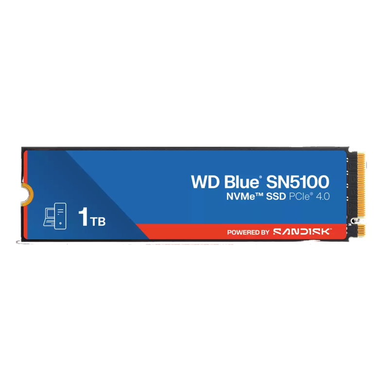 SSD WD Blue SN5100, 1 ТБ, M.2 (22×80 мм), NVMe, PCIe 4.0 x4, скорость чтения 7100 МБ/с, записи 6700 МБ/с