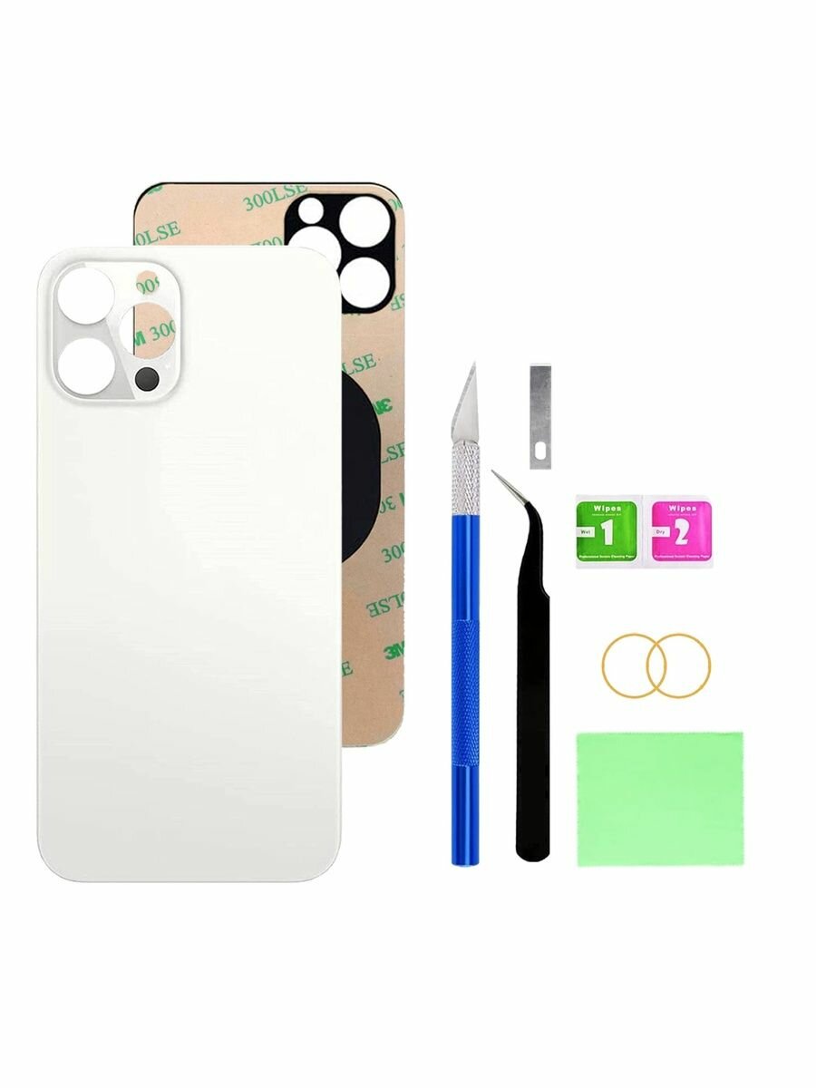 Заднее стекло для iPhone 12 Pro 6.1, замена задней крышки, комплект инструментов для ремонта-Серебристый