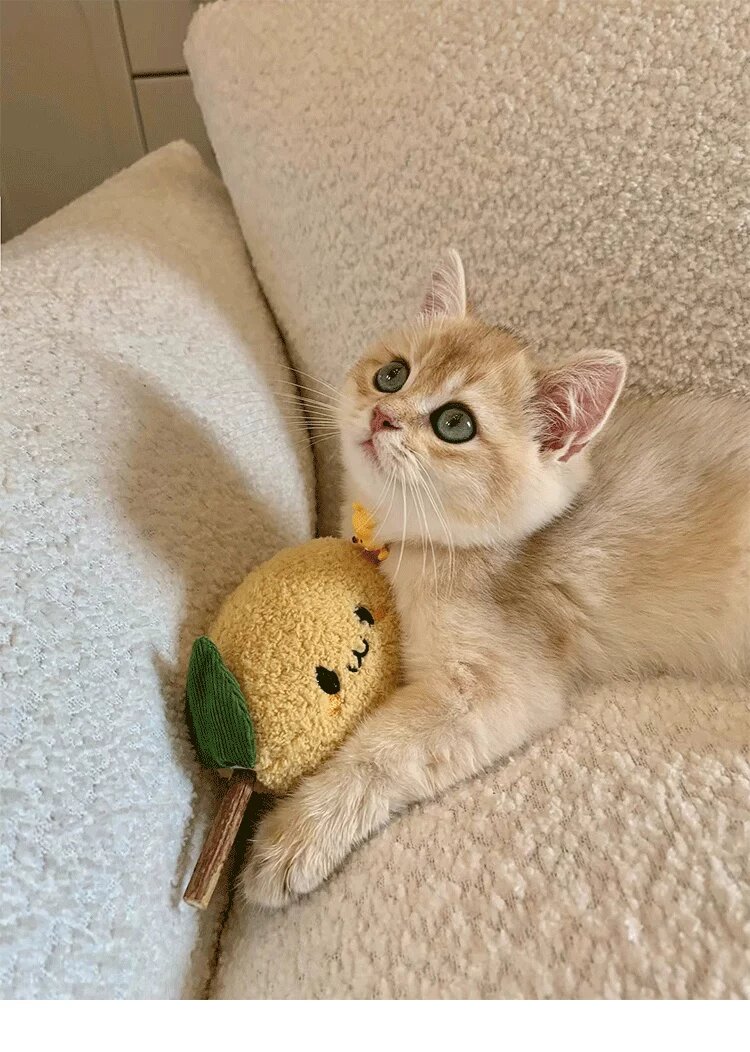Лимонно-желтая игрушка из плюша для кошек и собак, мягкая и игривая, одна штука, зубная гигиена, безопасный материал,