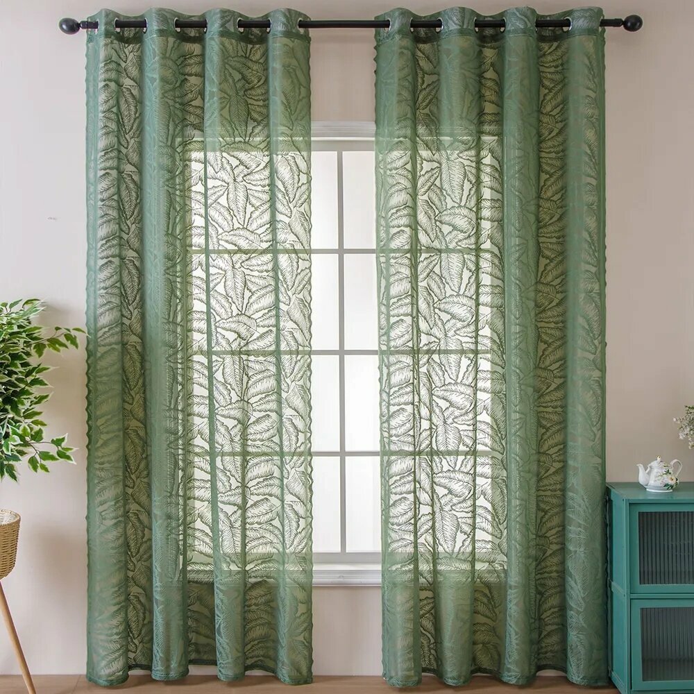 IKEA Тюль 140x260 см крепление Ложный люверс, зеленый