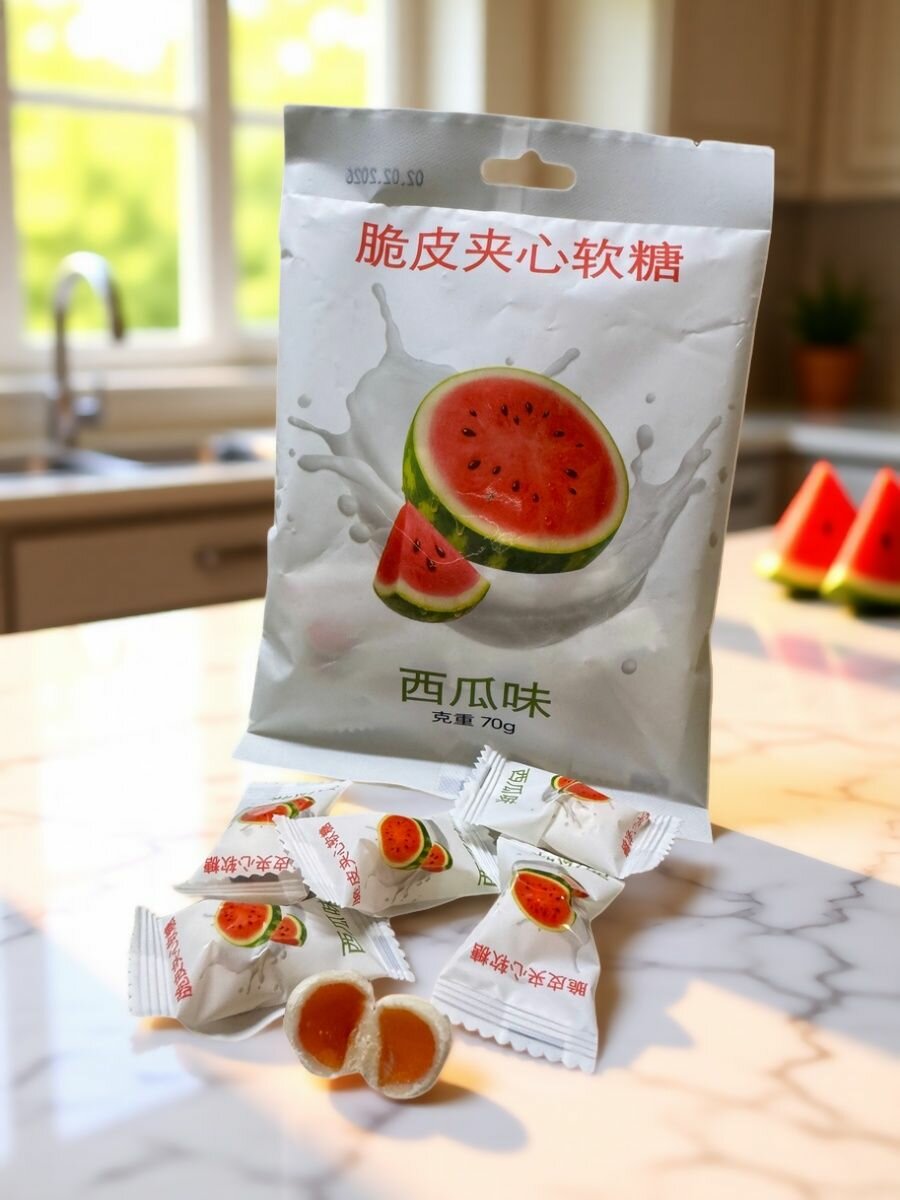 Молочные конфеты со вкусом Арбуза, 70г