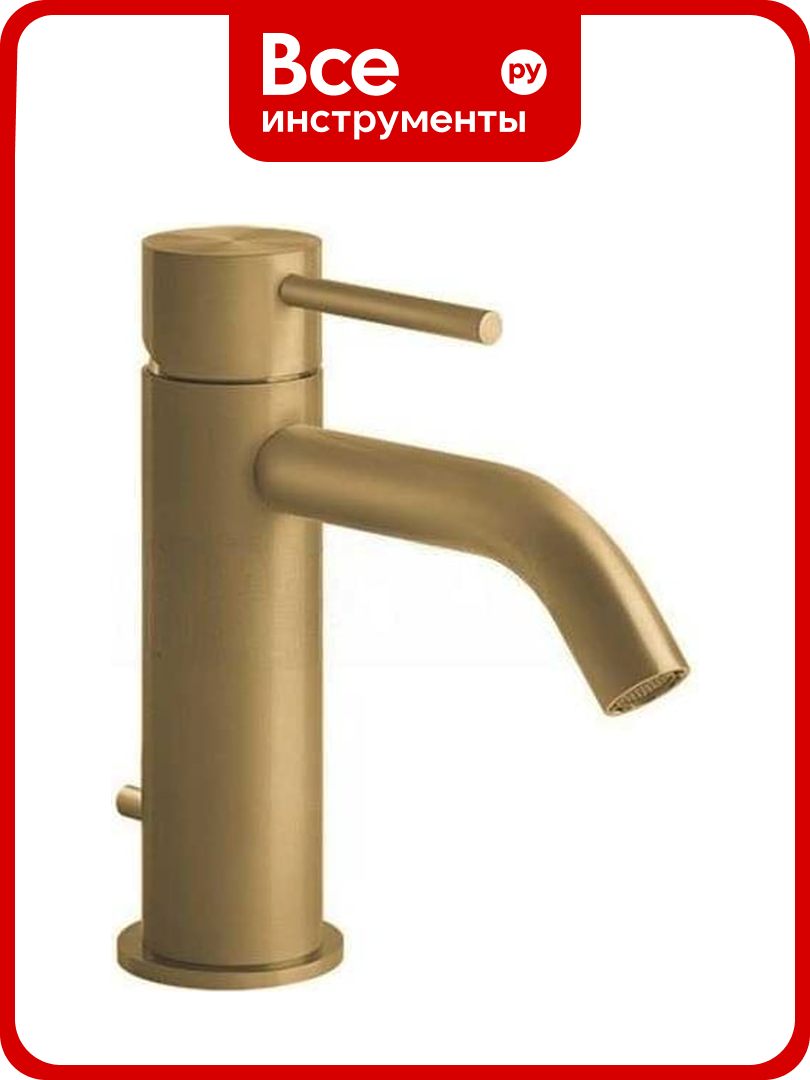 Смеситель для раковины Gessi Flessa донный клапан, соединительные шланги, цвет Brass Brushed PVD 54001.727
