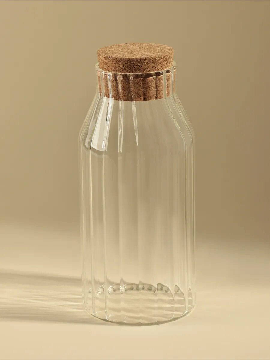 Графин SL Home Cork, 1000 мл, 9×9×22 см, с пробковой крышкой, стекло, прозрачный