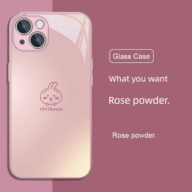 OPPO Reno6 стеклянный чехол с принтом Чиикава Усаги в розовом цвете, покрытие от царапин