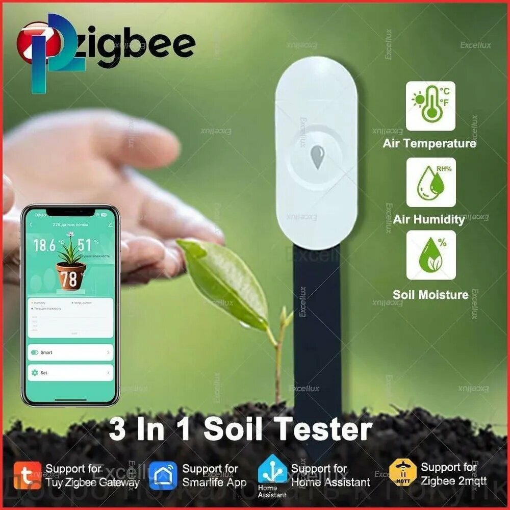 Tuya Zigbee датчик почвы, тестер температуры и влажности для автоматизации сада