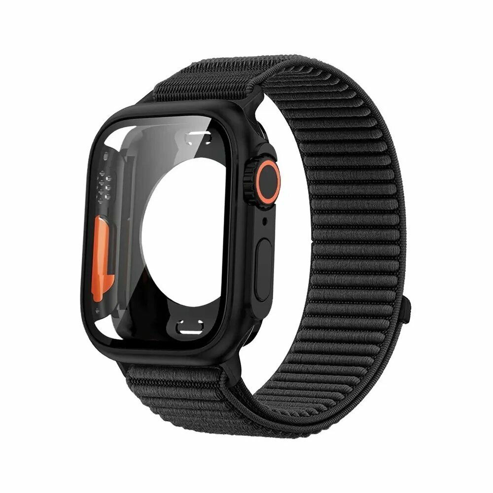 Стеклянная крышка + ремешок для корпуса Apple Watch 44 мм, Защитный бампер для iwatch series 6 5 4 SE
