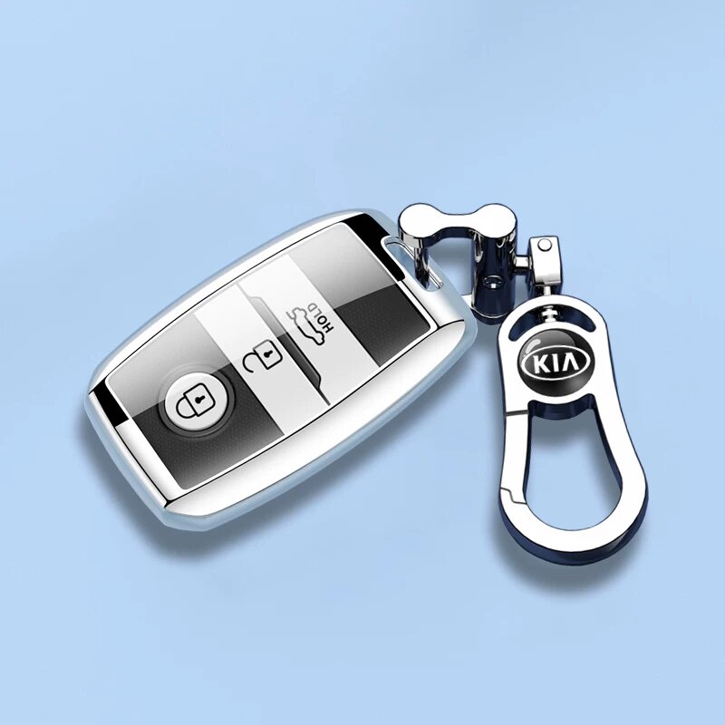 Ключевой брелок для Kia KX CROSS с металлическим креплением, серебристый, 2017-2019 гг.