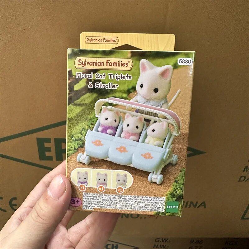 Sylvanian Families Кошки-Трио в коляске, бежевые