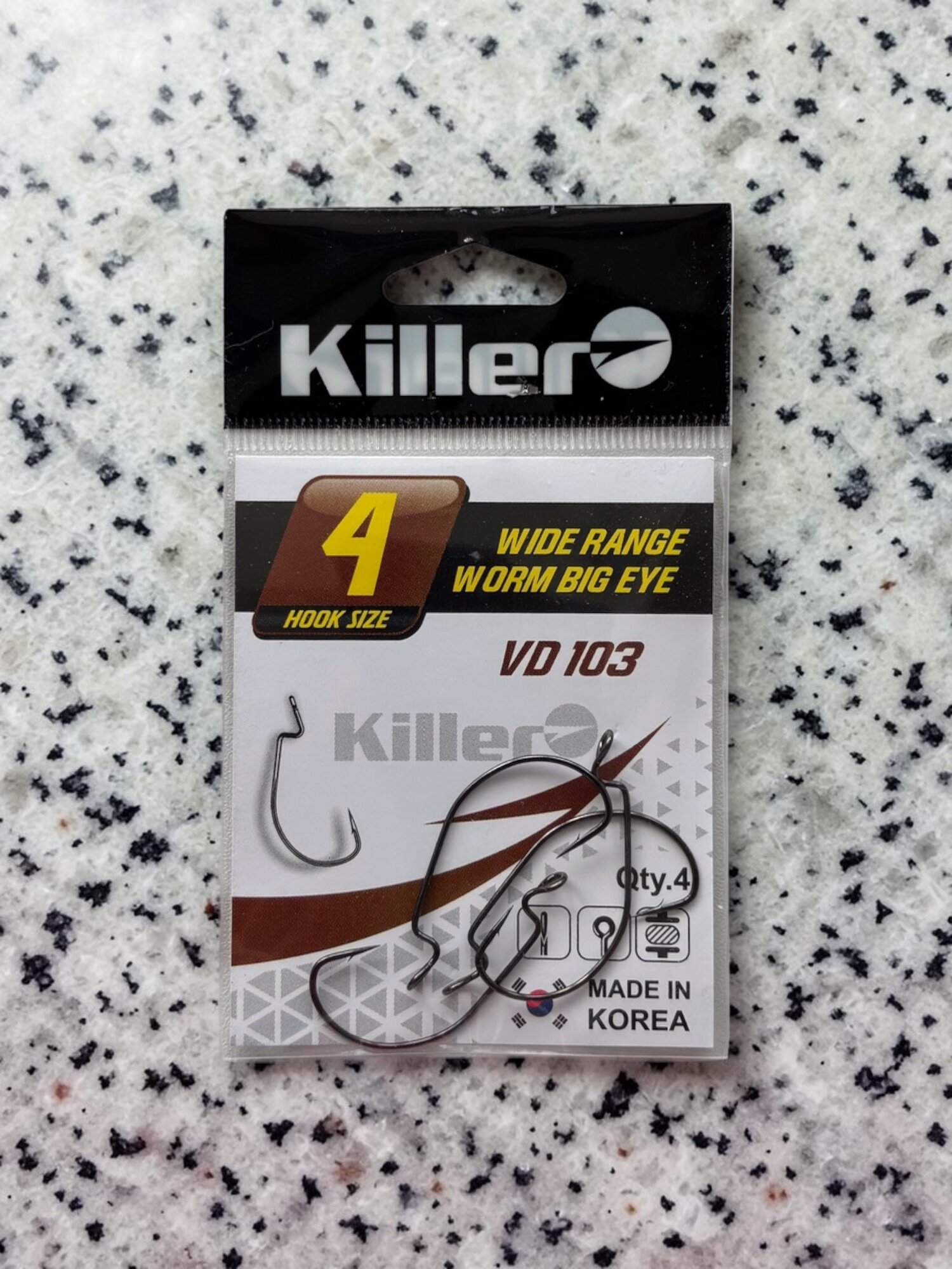 Крючок рыболовный Killer Wide Range Worm Hook Big eye #4 VD-103