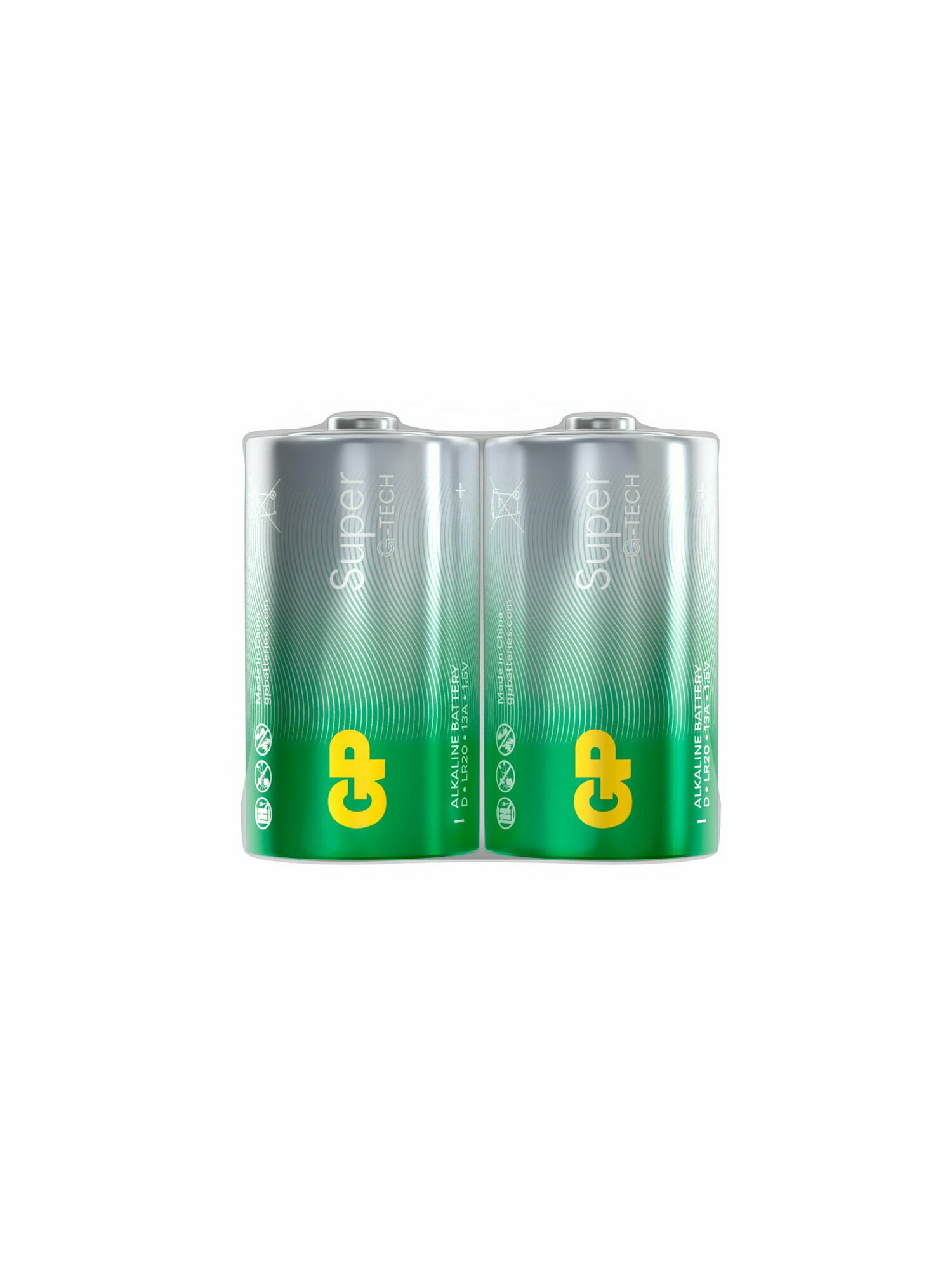 Батарейка алкалиновая Super, D, LR20-2BL, 1.5 В, спайка, 2 шт.