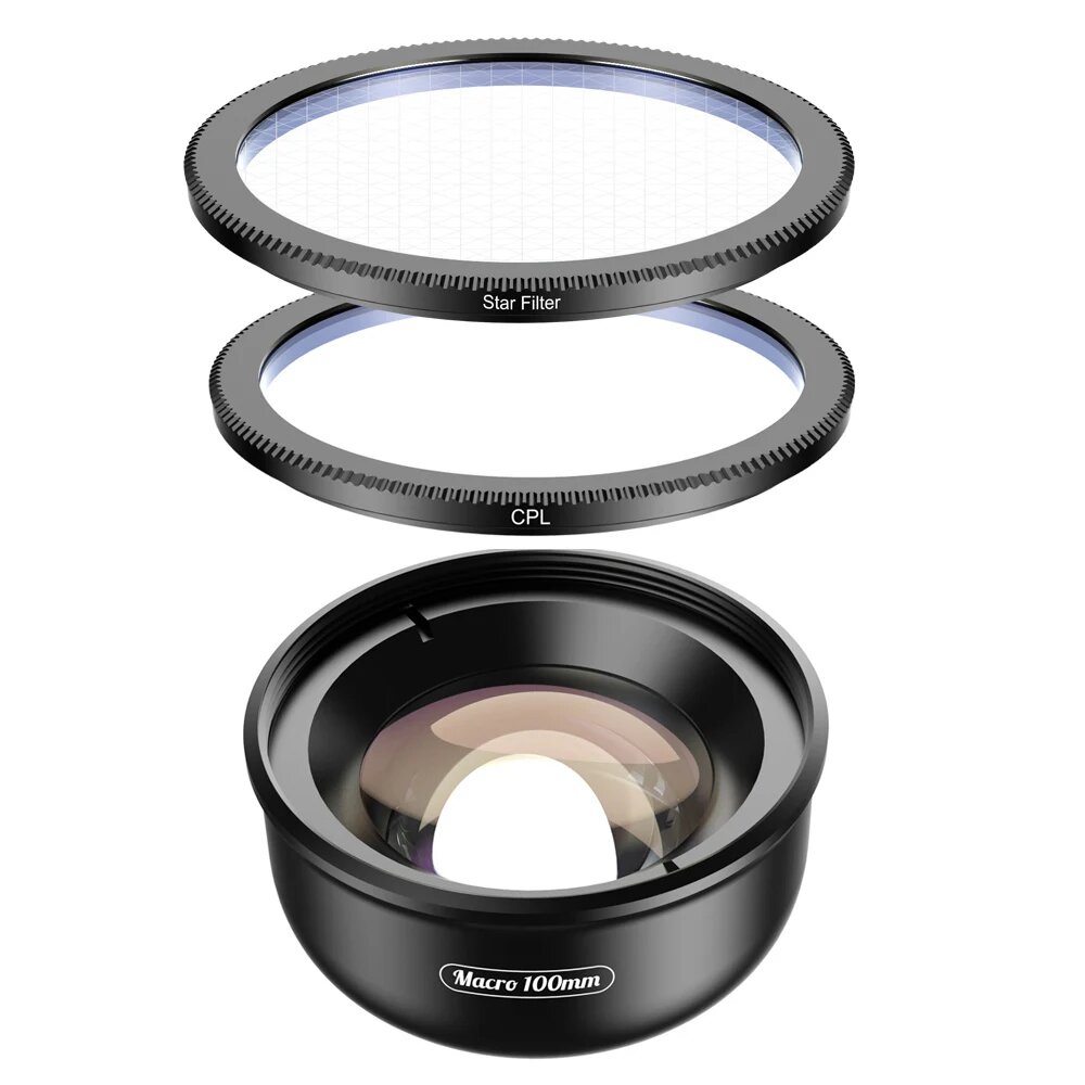 Макрообъектив APEXEL 100mm + CPL + Звездный фильтр для смартфона