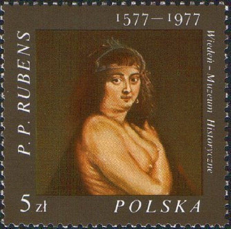 (1977-017) Марка Польша "Хелен Фурмент" 400 лет со дня рождения Питера Пауля Рубенса (гашеная)