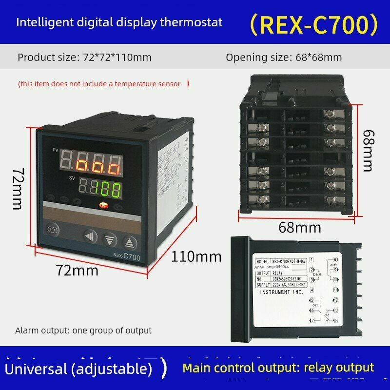 Умный цифровой контроллер температуры REX-C700 с универсальным входом, релейный выход, крепление M*AN