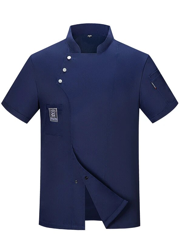 Куртка шеф-повара CHOUZAMO черная хлопковая Темно-синий, Asian 5XL 100-105kg, navy short