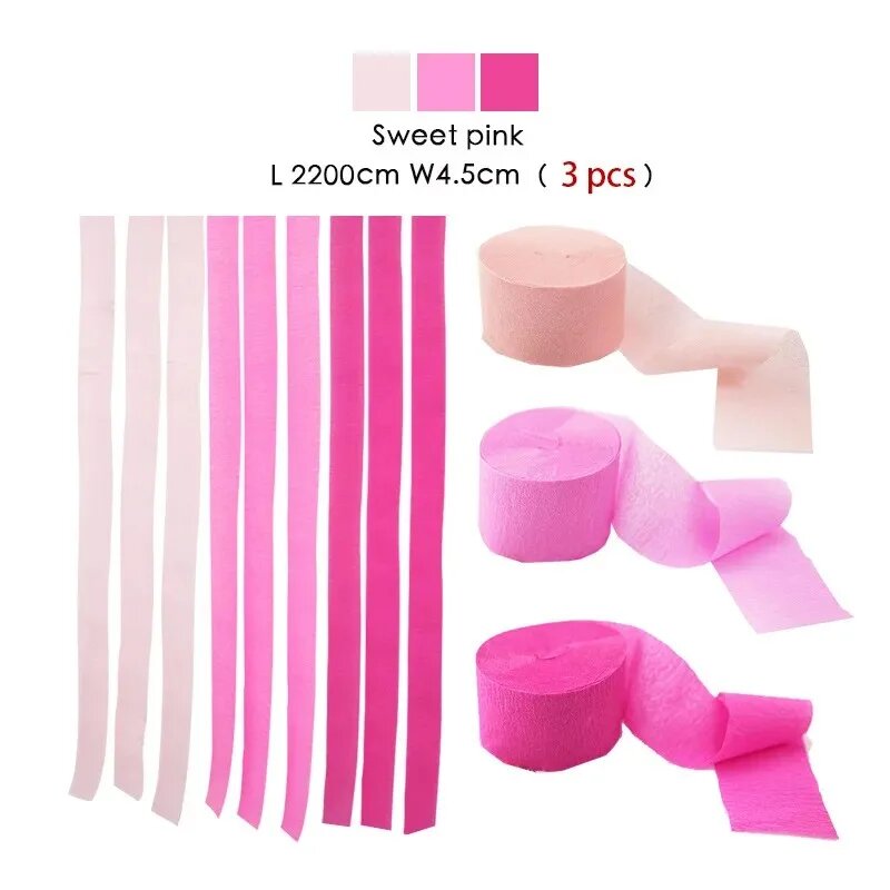 Креповая бумага для гирлянды, sweet pink, 2200см, 3шт