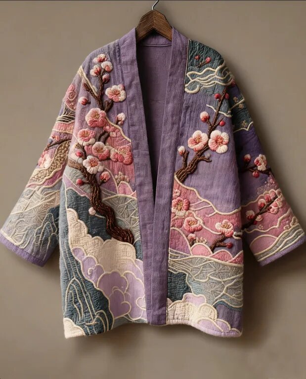 Женское хаори DIDUQIPAO, японский стиль укиё-э, полиэстер