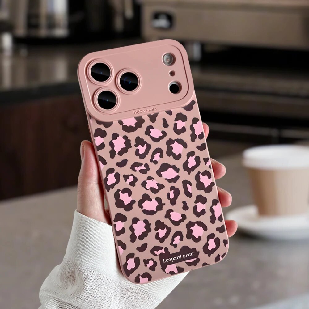 Милый розово-коричневый чехол для телефона с леопардовым iPhone17 Про Макс, Розовый, Pink-YYDSM5483