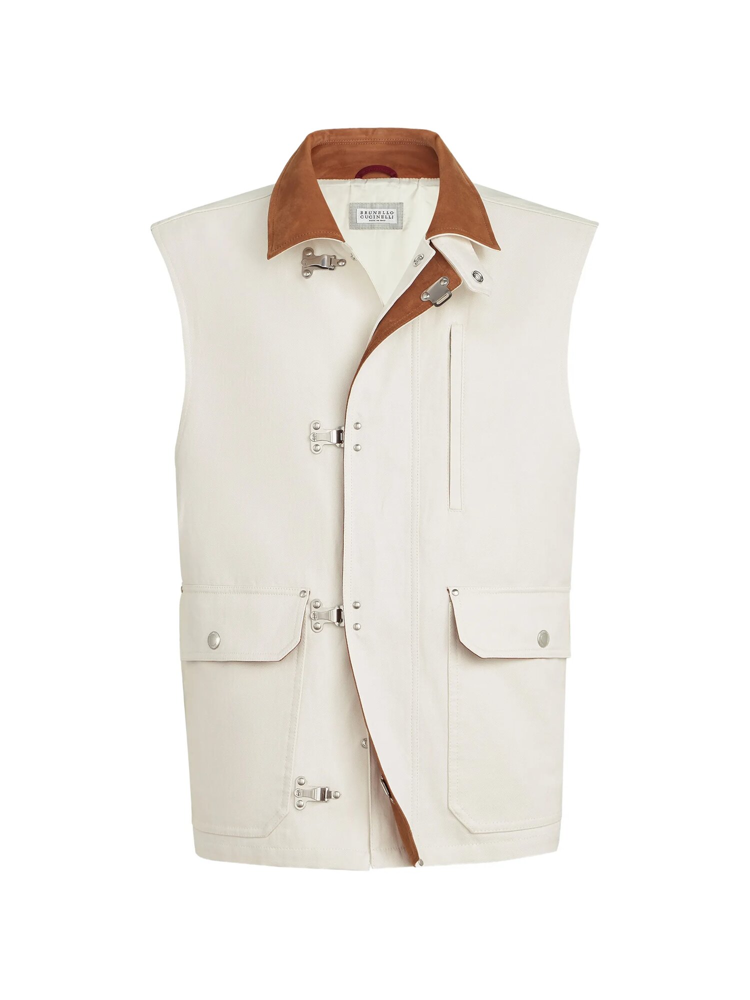 Жилет Cotton and linen canvas vest with suede inserts and hook fastening