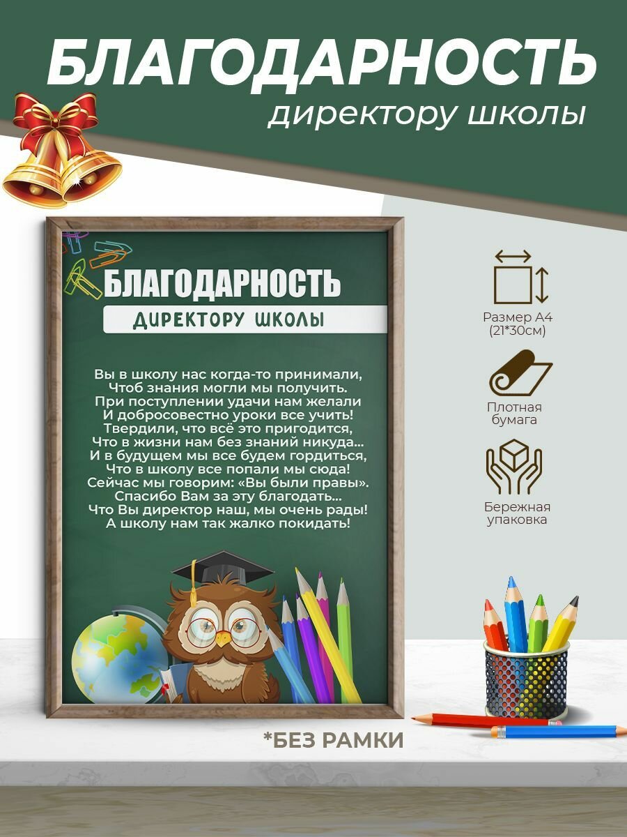 Благодарность директору школы