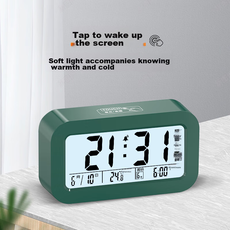 Kangbasiduo Functional Electronic Alarm Clock, Student-Specific Wake-Up Device, Electronic Clock for Students And Children, Alarm Clock 801, Dark Green