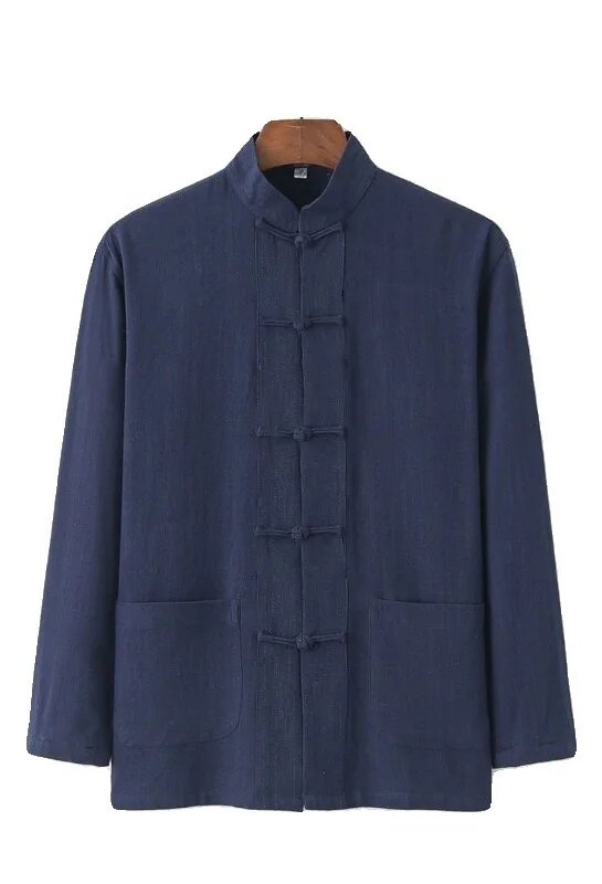 Мужская куртка Чжуншань темно-синяя, хлопок, 5XL