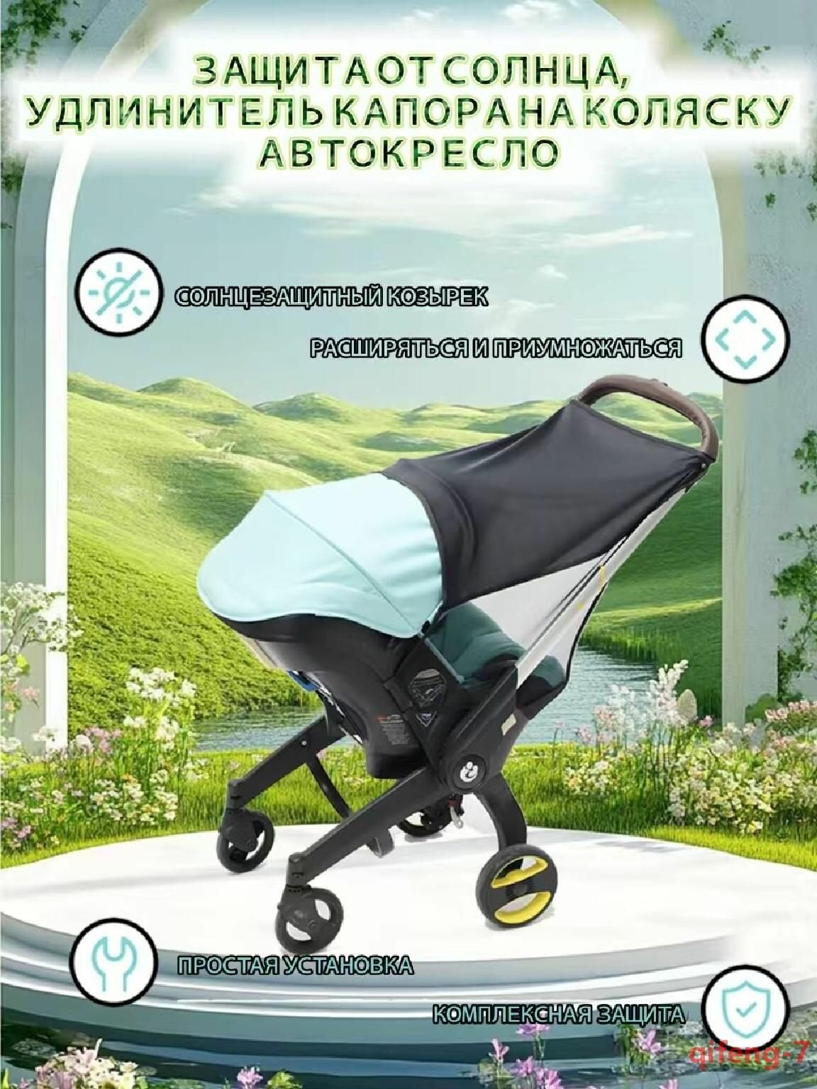 Защита от солнца, удлинитель капора на коляску автокресло
