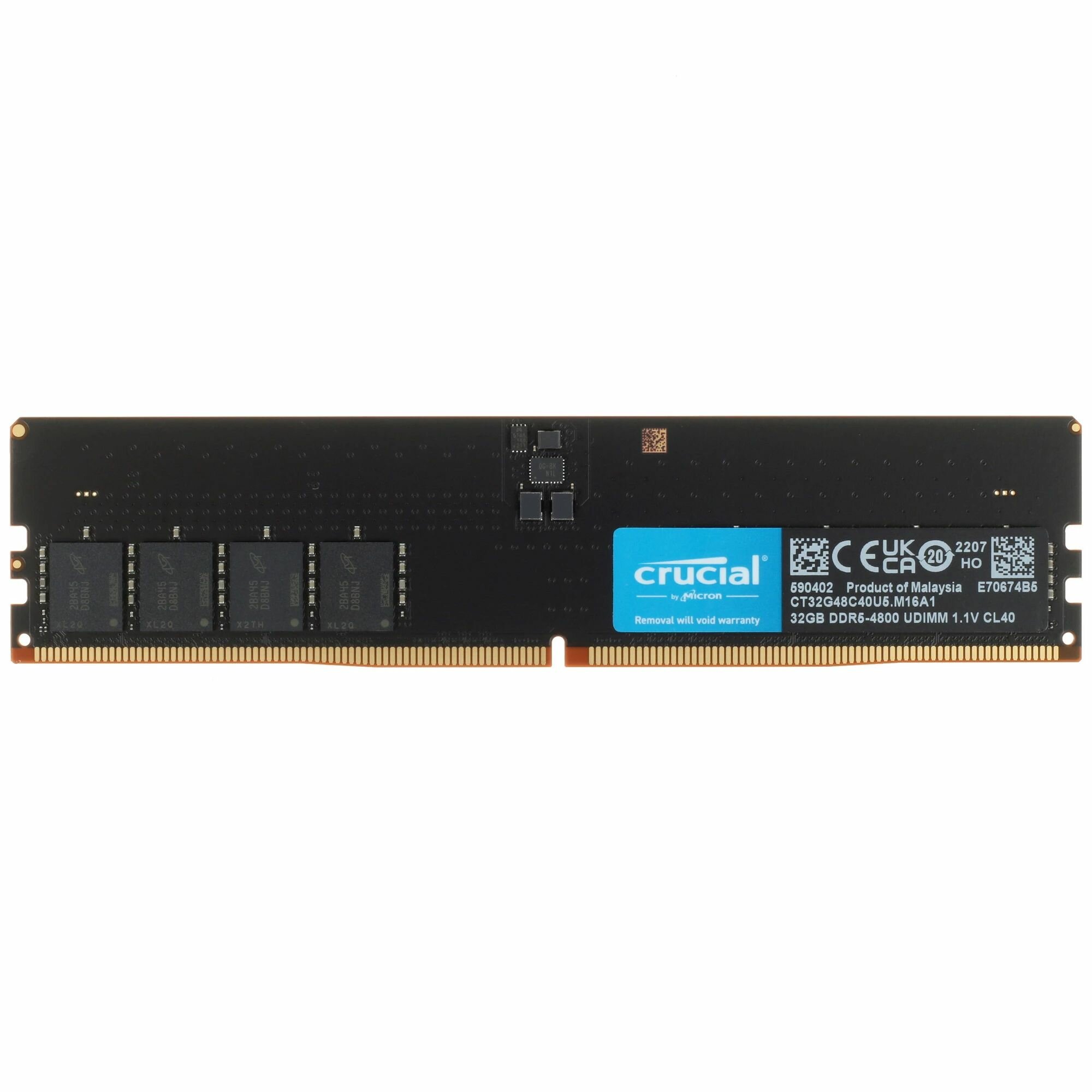 Оперативная память UDIMM Crucial CT32G48C40U5 (CT32G48C40U5) 32 ГБ - DDR5, 32 ГБ х 1 шт, 4800 МГц, PC38400