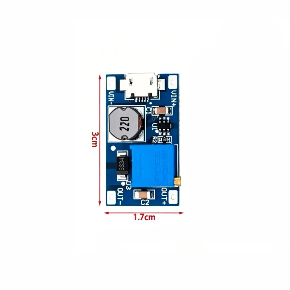Модуль повышающий DC-DC MT3608 MICRO, 2А, 1pcs