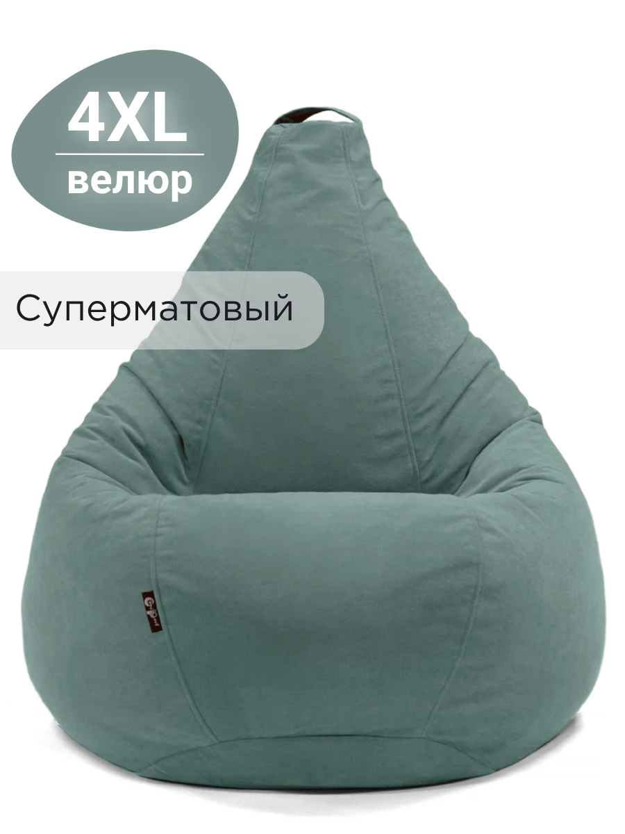 Кресло мешок груша GoodPoof Велюр Париж XXXXL Мята