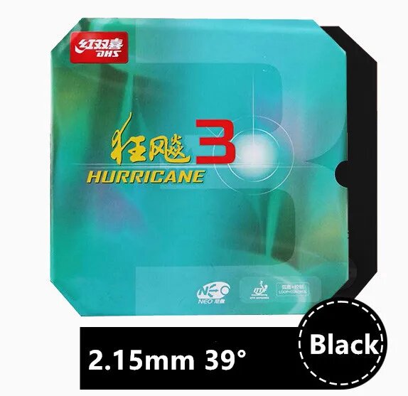 NEO Hurricane 3 резина для настольного тенниса 2.1/2.15/2.2 мм Черный, 2.15mm 39 Black