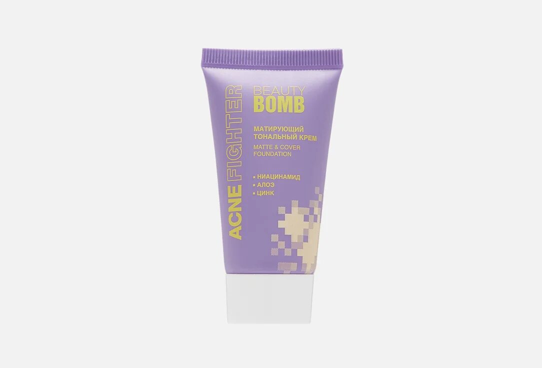 Beauty Bomb Matte & cover foundation acne fighter Тональный крем для лица 25 мл 01, Светло-бежевый