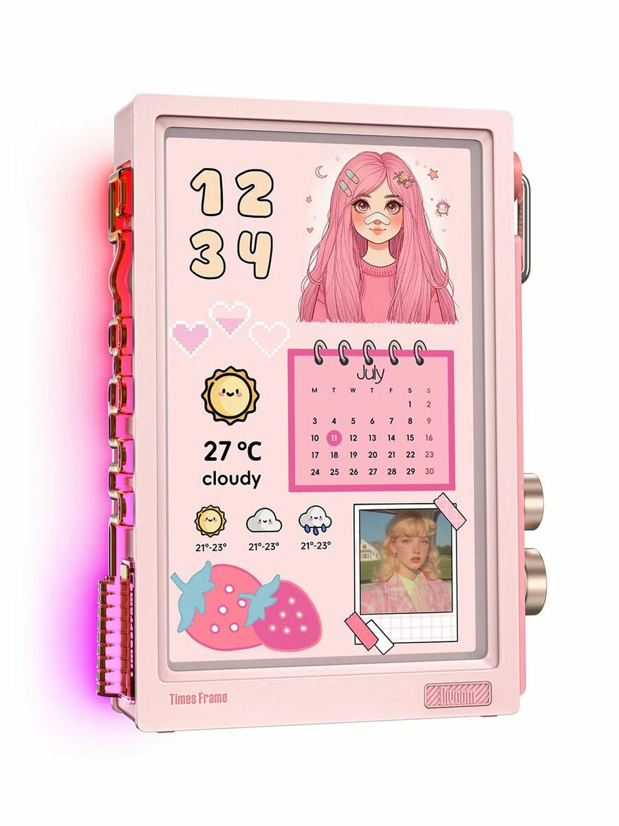 Divoom Times Frame Digital Picture Frames, розовый, фоторамка цифровая
